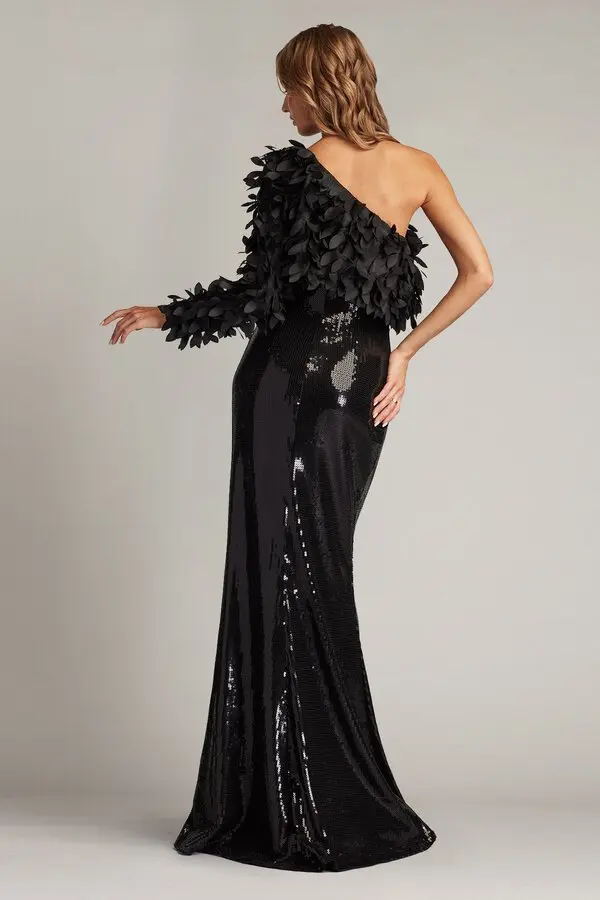 Tadashi Shoji Devi Textured Sequin Gown