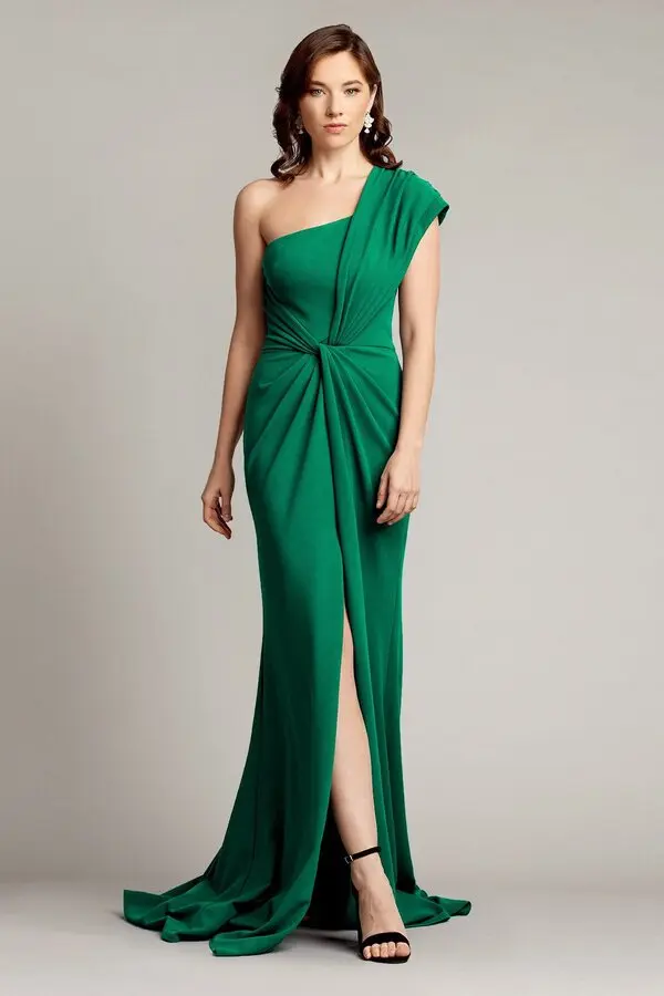 Tadashi Shoji Bristol Draped Twist Knot Gown - Pine