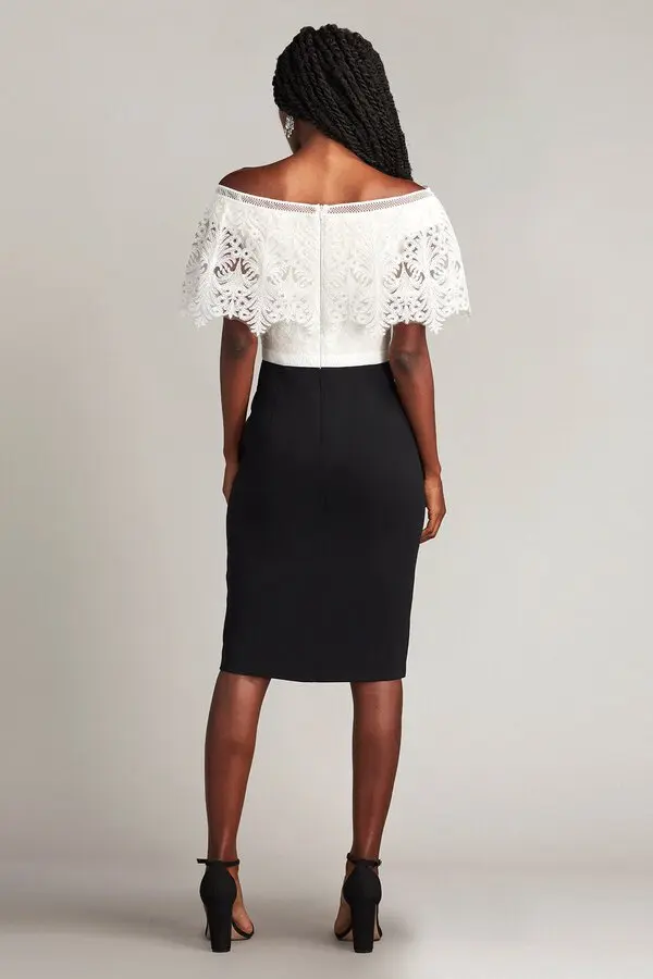 Tadashi Shoji Embroidered Flutter Overlay Dress