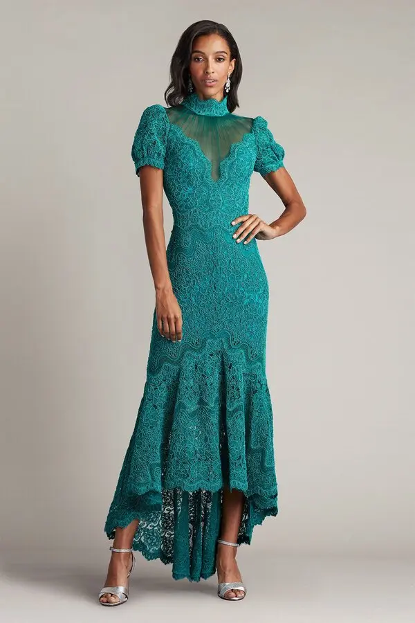 Tadashi Shoji Covina Embroidered High-low Illusion Dress - Caribbean