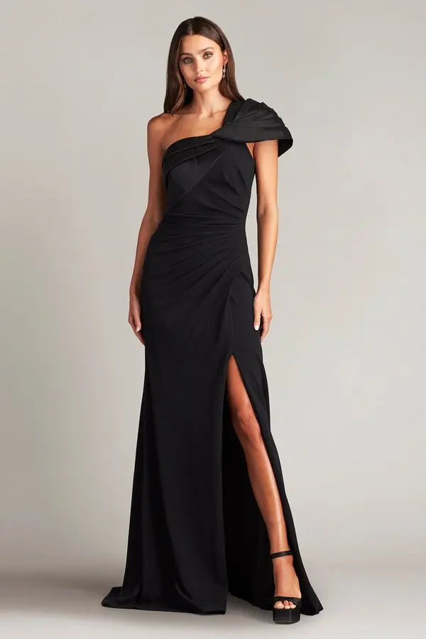 Tadashi Shoji Rady Twist-drape One-shoulder Gown - Black