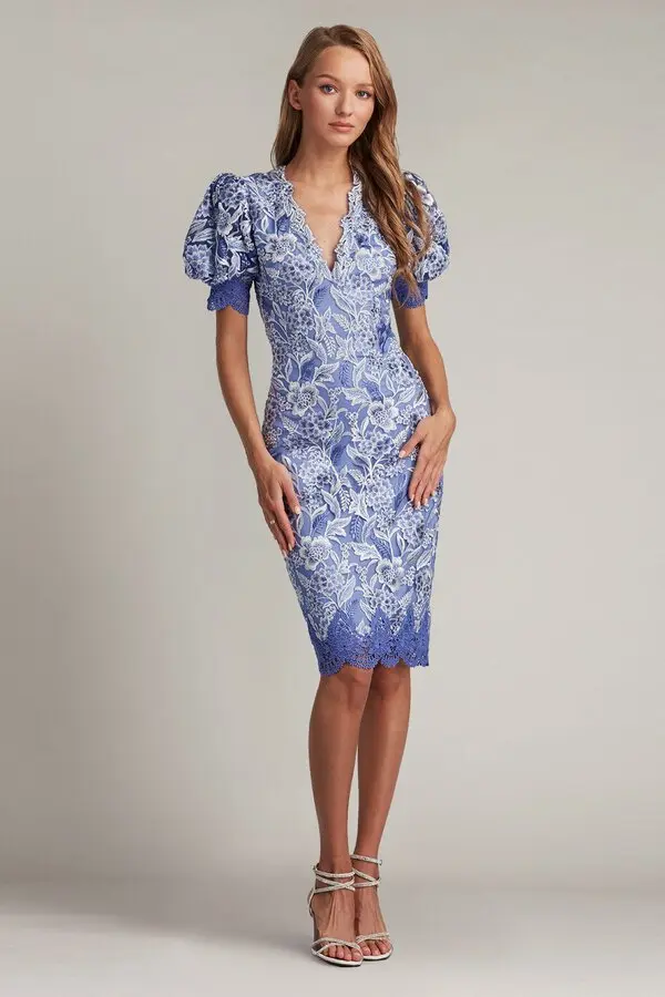 Tadashi Shoji Rowan Floral Embroidered Cocktail Dress - Lilac