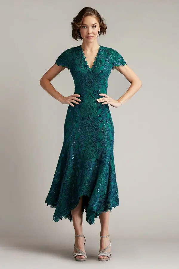 Tadashi Shoji Pella Sequin Embroidered Midi Dress - Tea Leaf