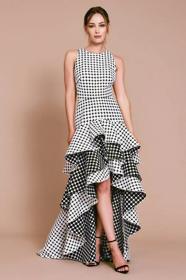 Tadashi Shoji Brill High-low Jaquard Dress - White/black