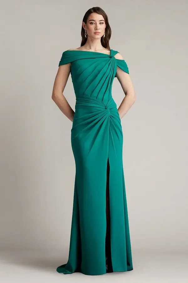 Tadashi Shoji Denali Asymmetric Twist-knot Gown - Emerald