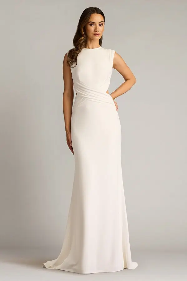 Tadashi Shoji Tenney Pleated Waist Gown - Ivory