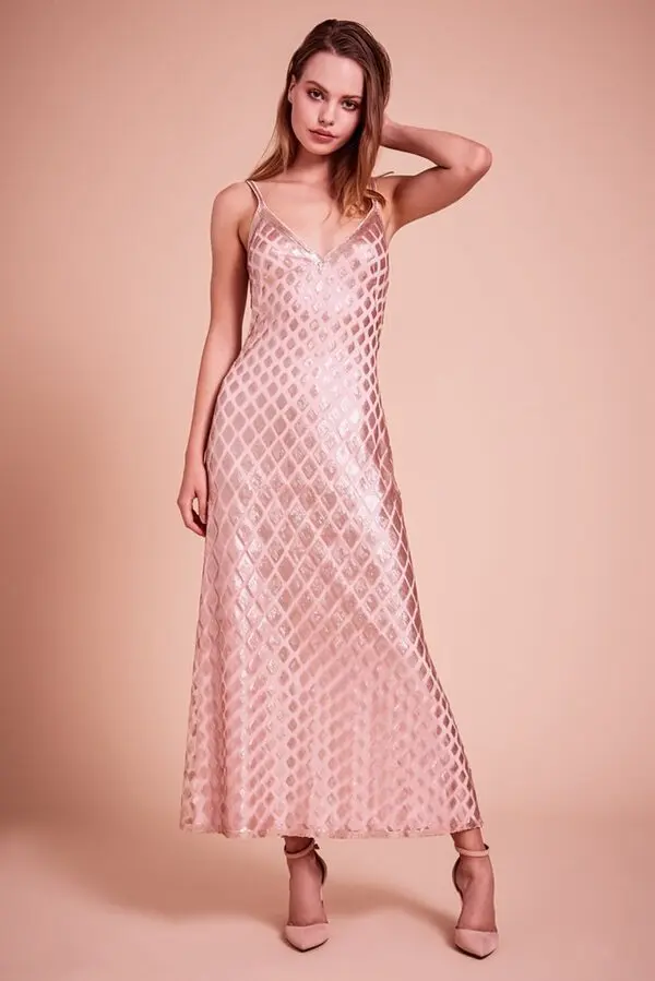 Tadashi Shoji Annabelle Sequin Slip Dress - Blush