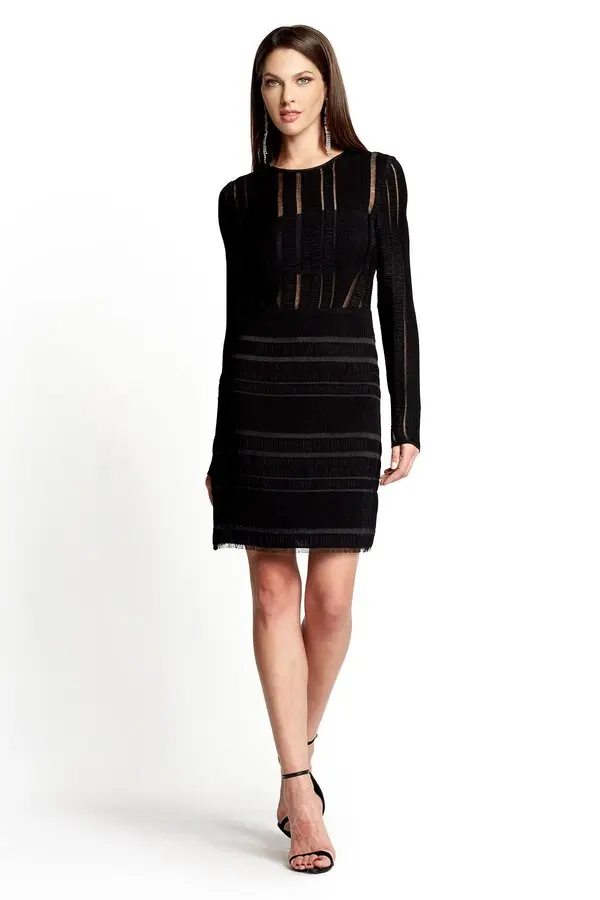 Tadashi Shoji Rose Long-sleeve Knit Dress - Black