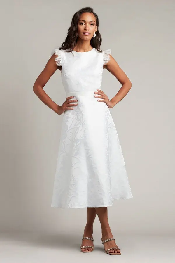 Tadashi Shoji Louise Floral Jacquard Dress - Ivory