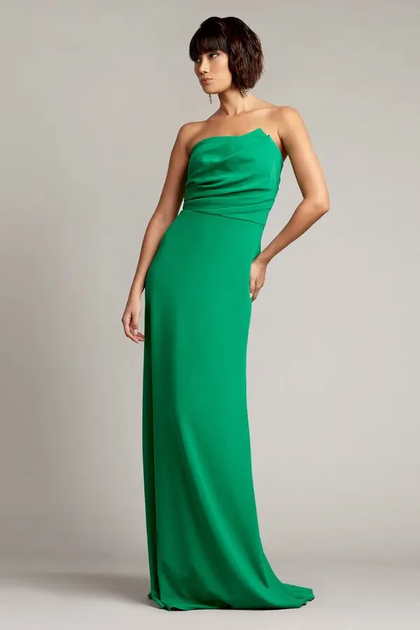 Tadashi Shoji Grove Asymmetric Draped Gown - Pine