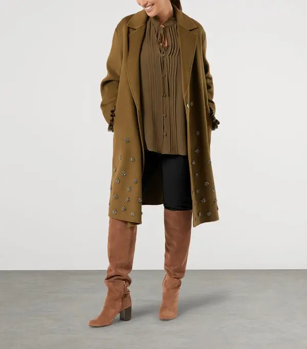 Marina Rinaldi Virgin Wool Embellished Coat