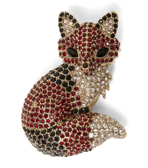 Max Mara Crystal Fox Brooch - Brown