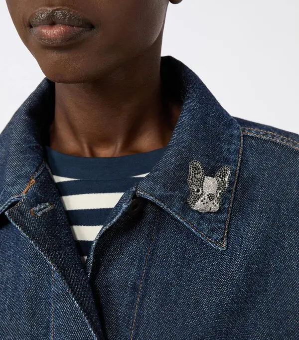 Max Mara Crystal French Bulldog Brooch
