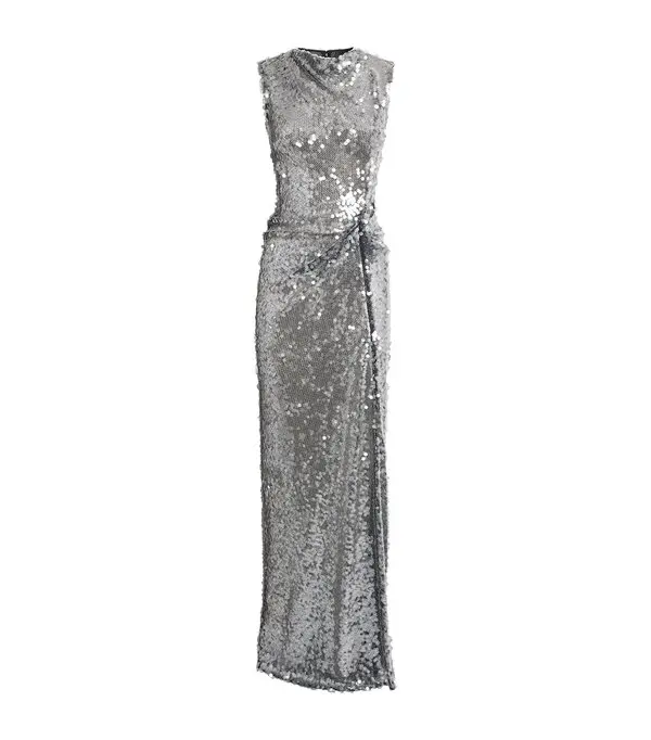 Lapointe Sequin Tuck-detail Gown - Black
