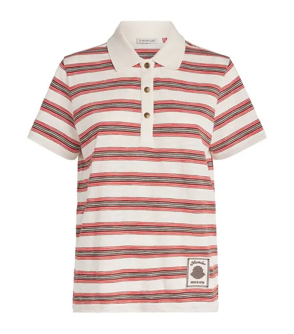 Moncler Cotton Stripe Polo Shirt - White