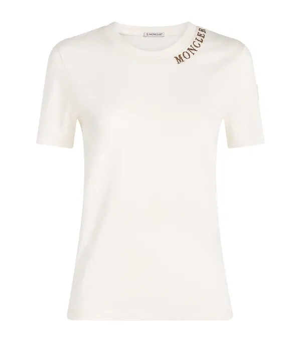Moncler Cotton Embroidered Logo T-shirt - White