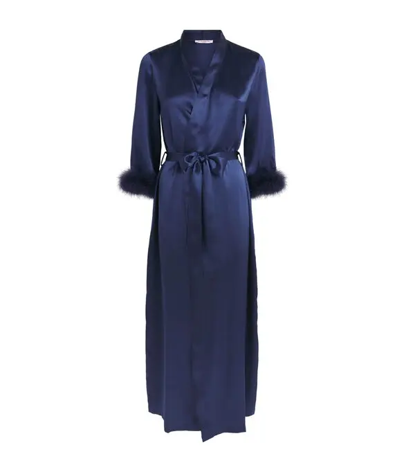 GILDA & PEARL Silk Meet Me At Midnight Robe - Blue