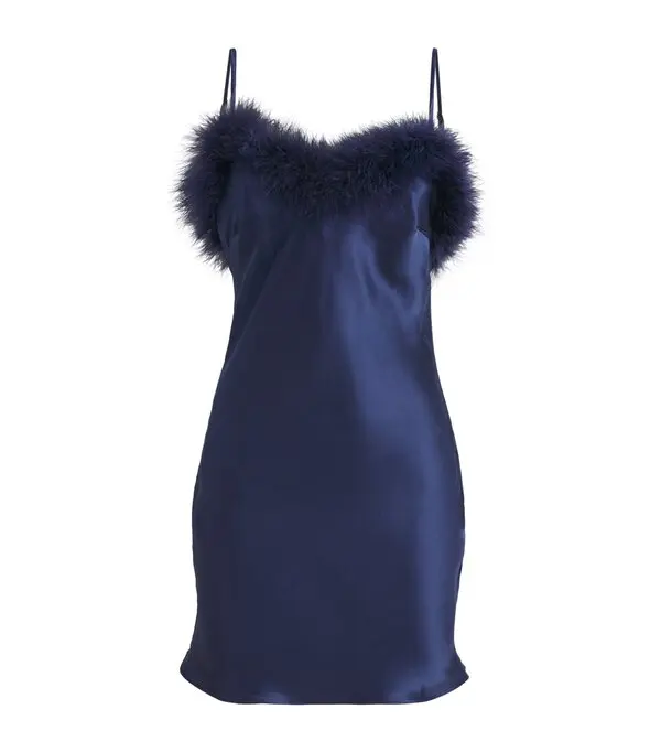 GILDA & PEARL Silk Meet Me At Midnight Slip Dress - Blue