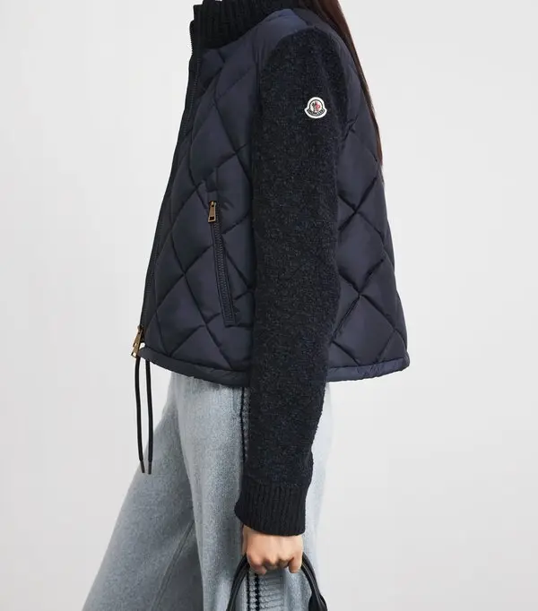 Moncler Quilted Hybrid Jacket With Bouclé Sleeves