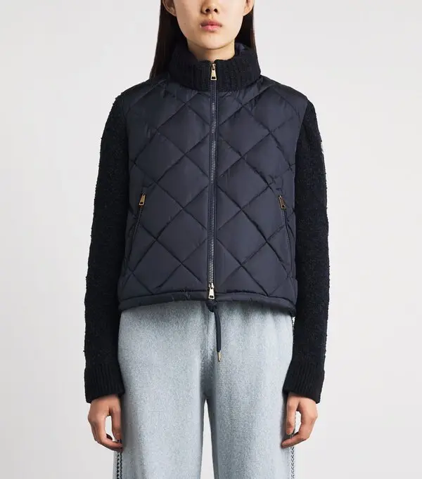 Moncler Quilted Hybrid Jacket With Bouclé Sleeves