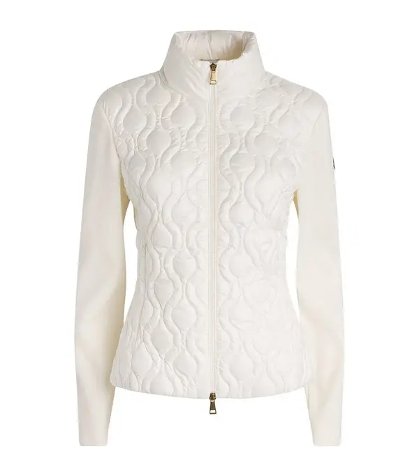 Moncler Cotton Quilted Hybrid Cardigan - White