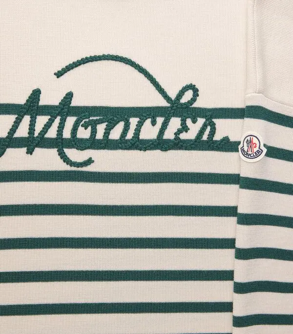 Moncler Virgin Wool Stripe Logo Sweater