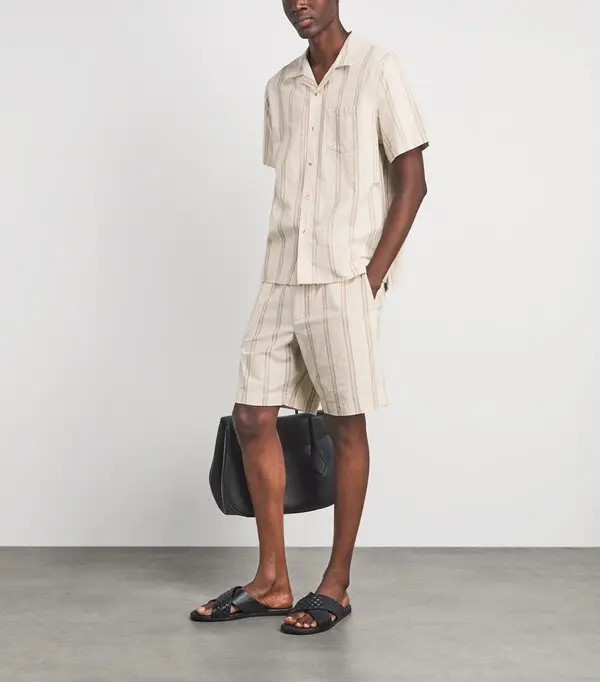 Vince Cotton-hemp Stripe Shorts