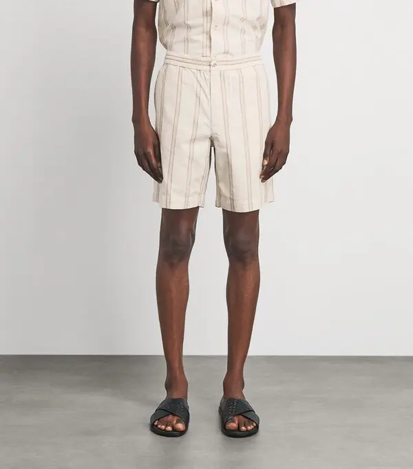 Vince Cotton-hemp Stripe Shorts
