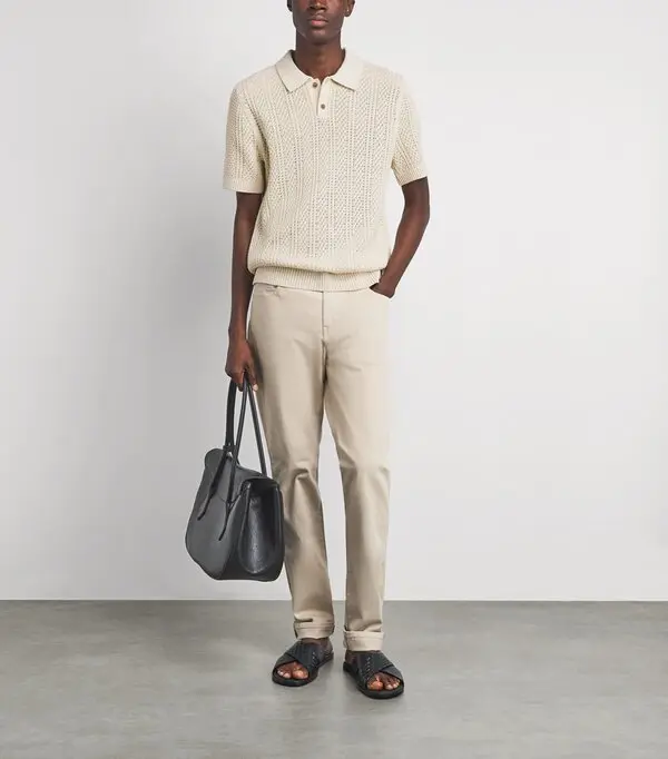 Vince Cotton Crochet Knit Polo Shirt