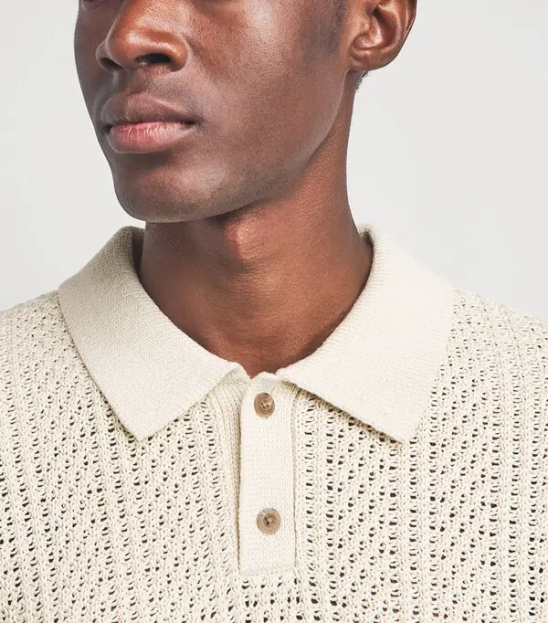 Vince Cotton Crochet Knit Polo Shirt