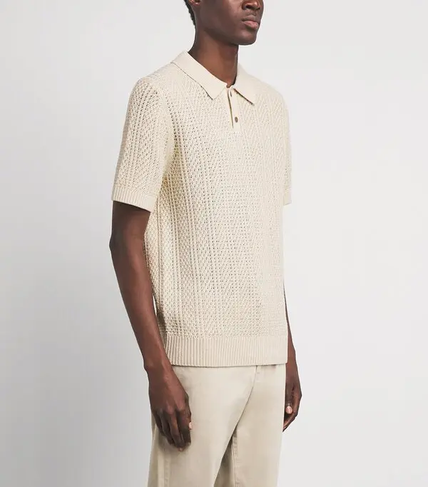 Vince Cotton Crochet Knit Polo Shirt