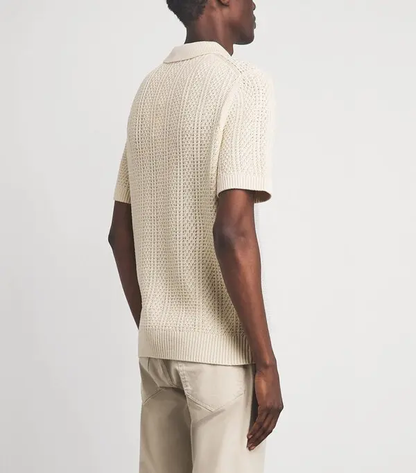 Vince Cotton Crochet Knit Polo Shirt