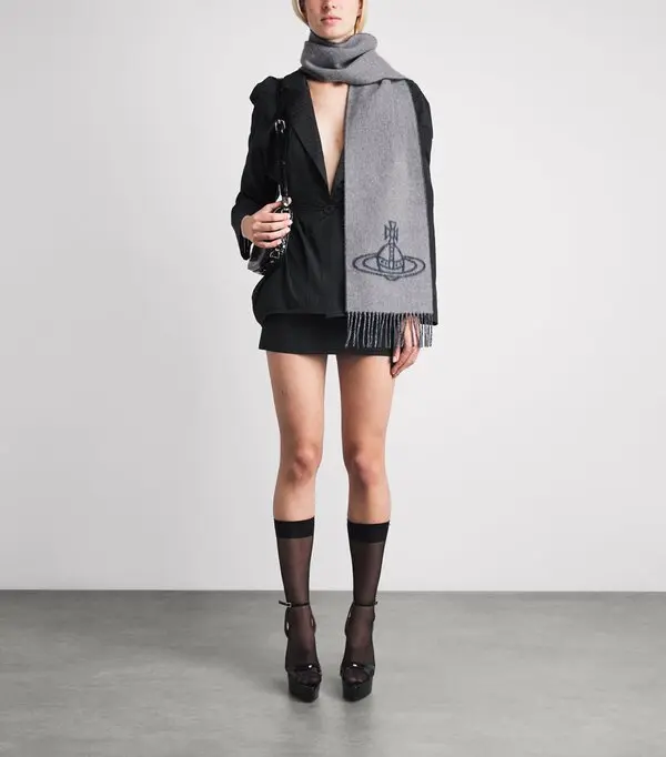 VIVIENNE WESTWOOD Wool Orb Scarf - Grey