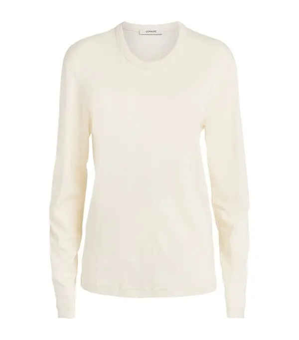 LEMAIRE Cotton Ribbed Long-sleeve T-shirt - Ivory