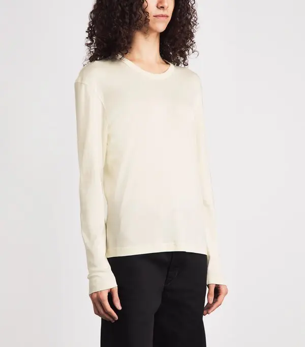 LEMAIRE Cotton Ribbed Long-sleeve T-shirt - Ivory