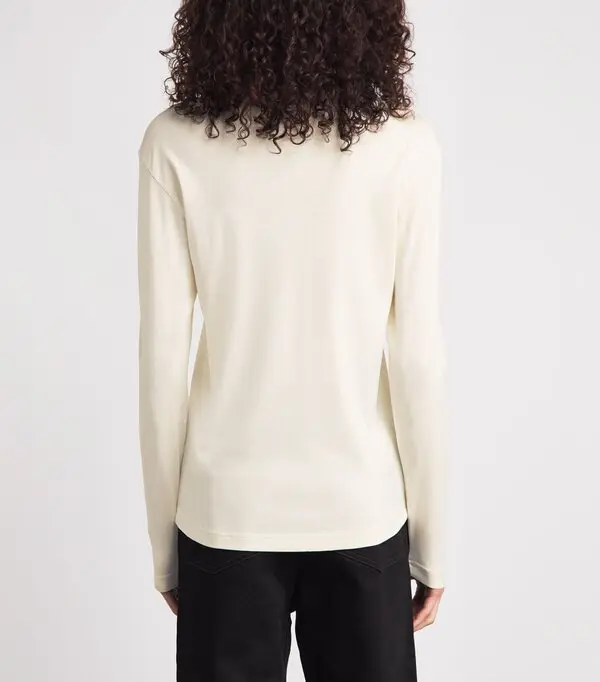 LEMAIRE Cotton Ribbed Long-sleeve T-shirt - Ivory