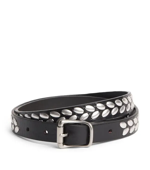 LEMAIRE Leather Studded Almond Belt - Brown