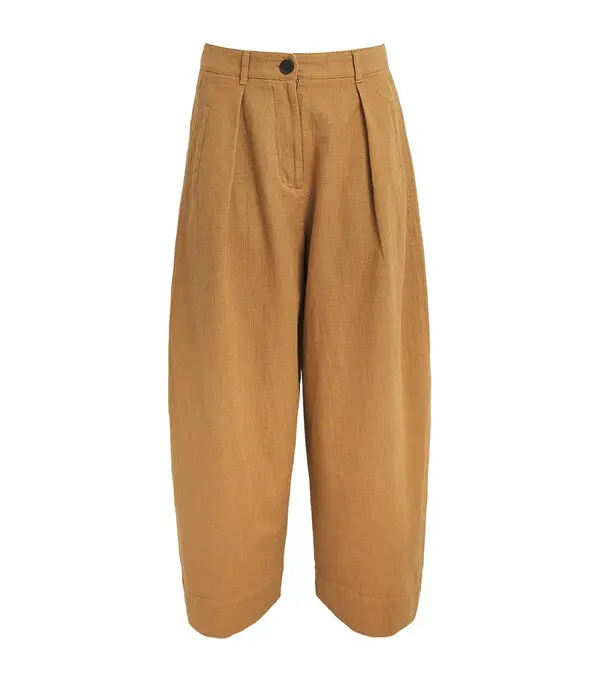 ME+EM Cotton Barrel-leg Trousers - Brown