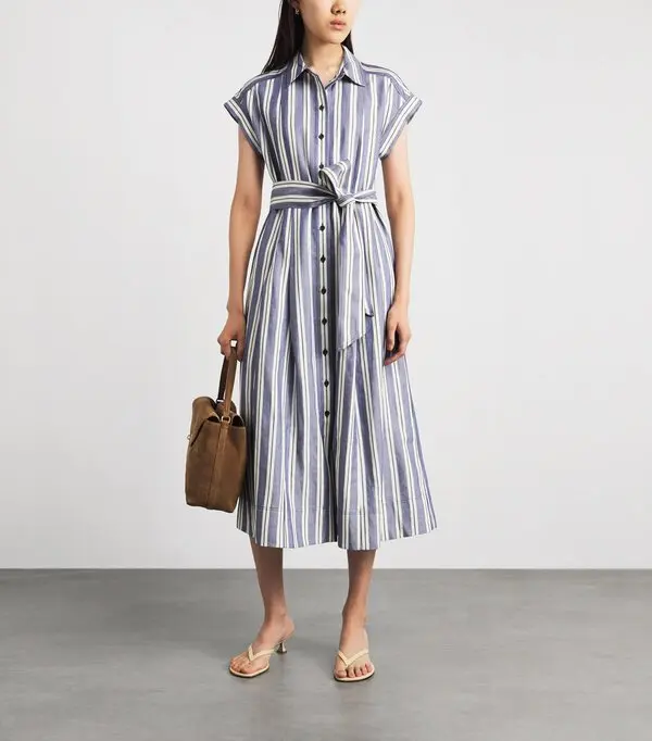 ME+EM Striped Midi Shirt Dress