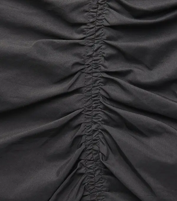Theory Cotton Ruched Asymmetrical Midi Dress - Black