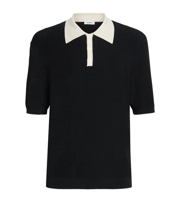 Sandro Contrast-collar Polo Shirt - Black