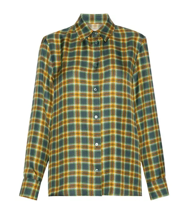 Max Mara Silk Check Shirt - Green