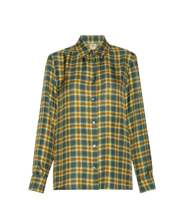 Max Mara Silk Check Shirt - Green