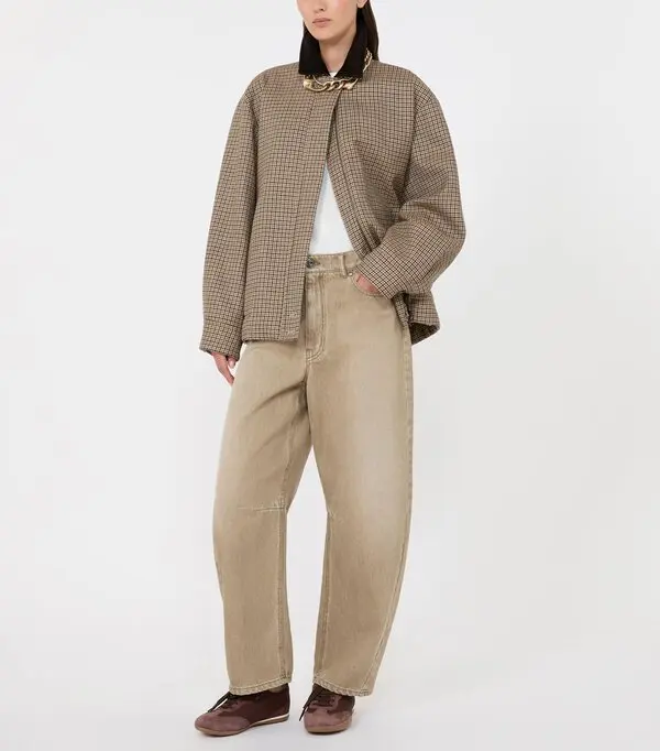 Max Mara Virgin Wool Check Quilted Jacket