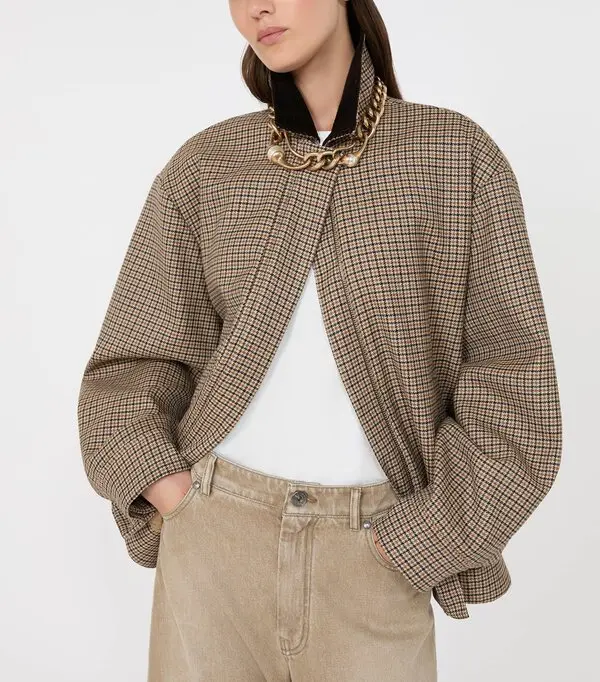 Max Mara Virgin Wool Check Quilted Jacket