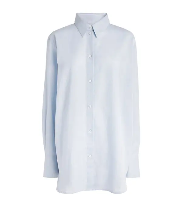 TOTEME Cotton-linen Oversized Shirt - Blue