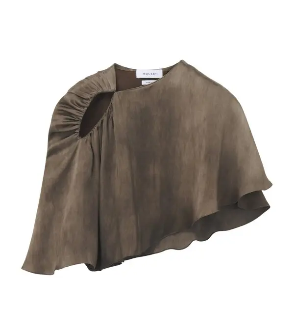 Alexander McQueen Asymmetric Cape Top - Brown