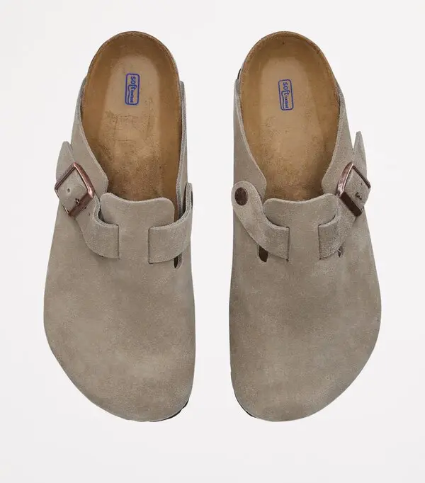 BIRKENSTOCK Suede Boston Clogs - Brown