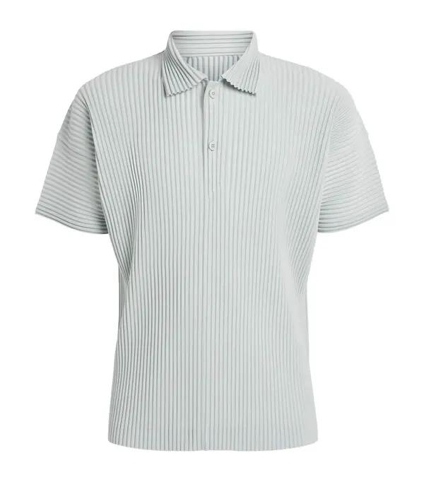 Issey Miyake Pleated Polo Shirt - Blue