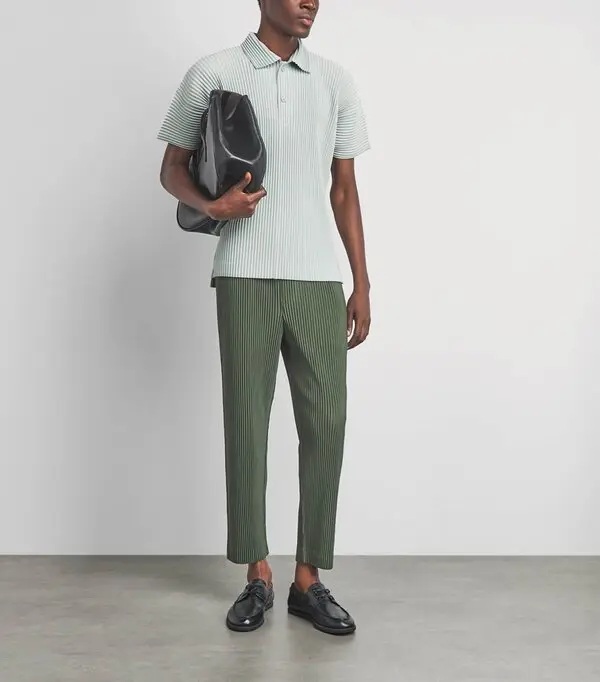 Issey Miyake Pleated Polo Shirt - Blue